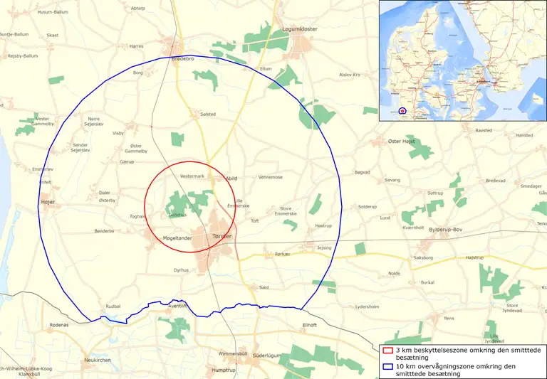 Fugleinfluenza i fjerkræbesætning ved Tønder - Fødevarestyrelsen